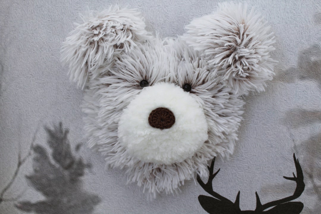 Plush Bear Head Wall Mount Faux Fur Nursery Decor Gender - Etsy