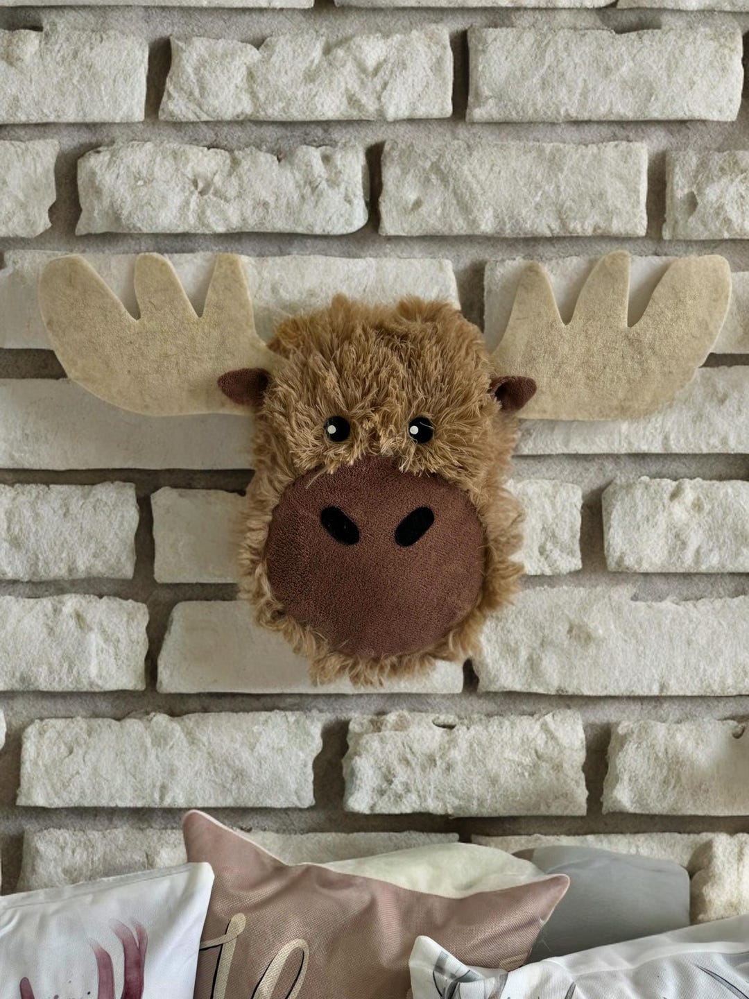 Moose Head Wall Mount – Plush Stuffed Animal Wall Decor – Woodland ...