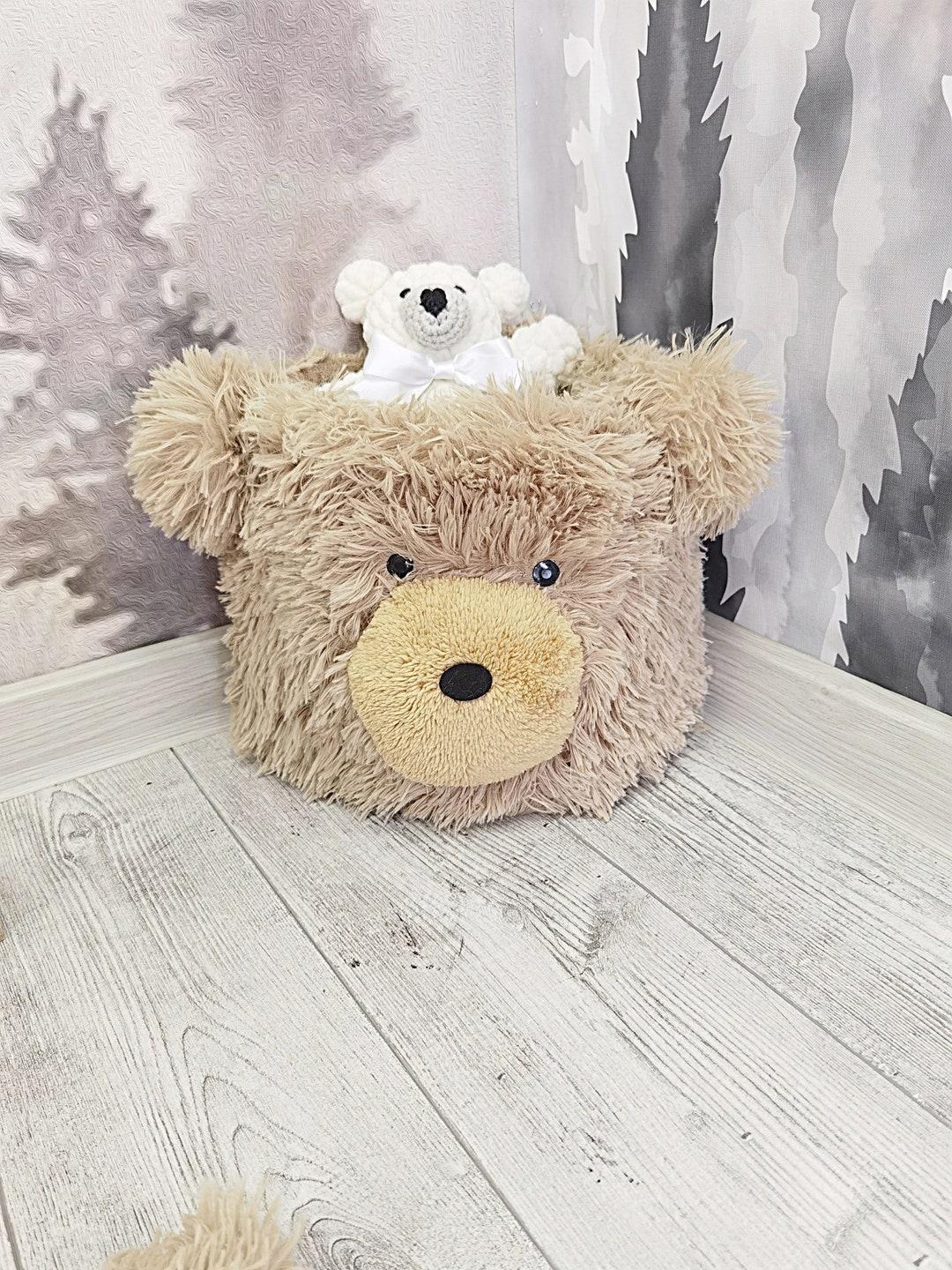 Custom Bear Toy Storage Bin - Whimsical Woodland Nursery Decor ...