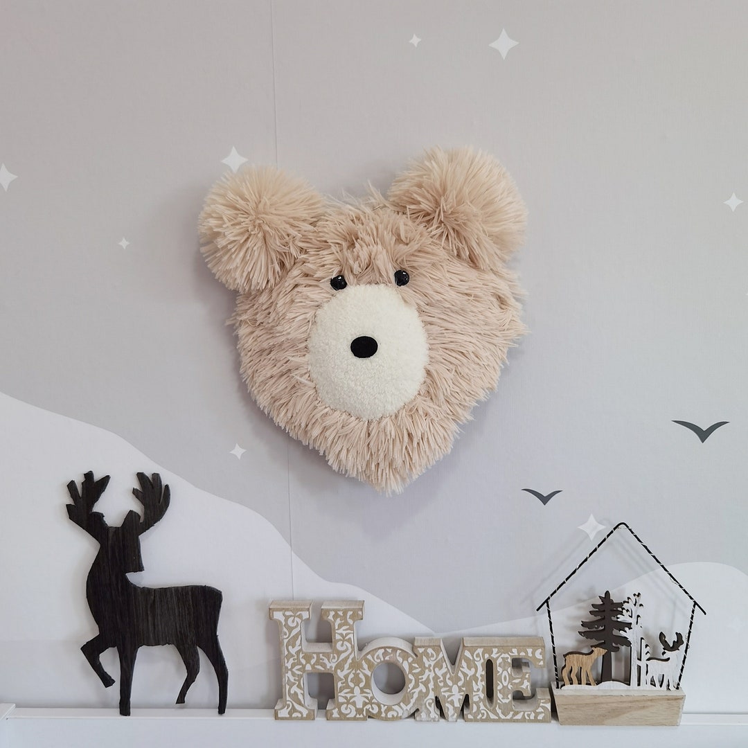 Bear Faux Taxidermy Plush - Wall Mount Nursery Decor, Pictured Rug- 45 ...