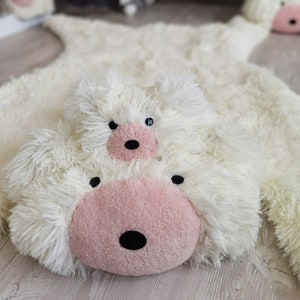 Personalized Plush Bear Rug, White Fluffy Nursery Mat for Girls, Custom ...