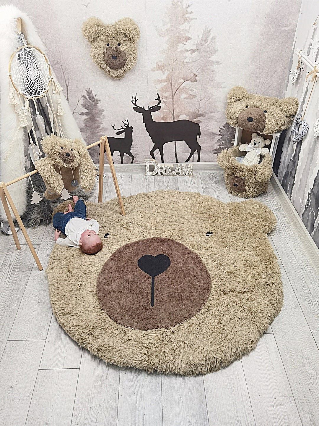 Fluffy Personalized Bear Rug - Woodland Nursery Decor, Adventure Theme ...