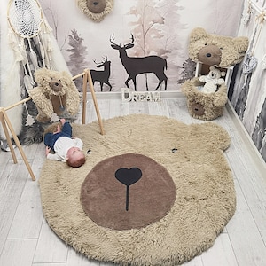 Fluffy Personalized Bear Rug - Woodland Nursery Decor, Adventure Theme ...