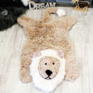 Lion Rug Nursery Faux Fur Rug Safari Nursery Decor Baby Boy - Etsy