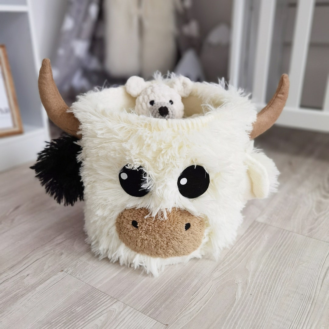 Highland Cow Nursery Basket - Baby Cow Storage Bin, Farm Animal ...