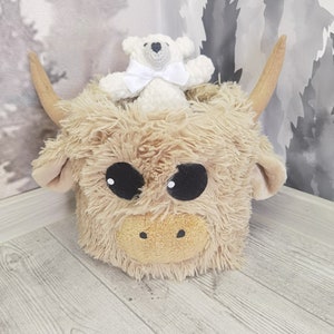 Nursery Highland Cow Head Wall Mount: Soft Plush Decor, Pictured Rug-58 ...