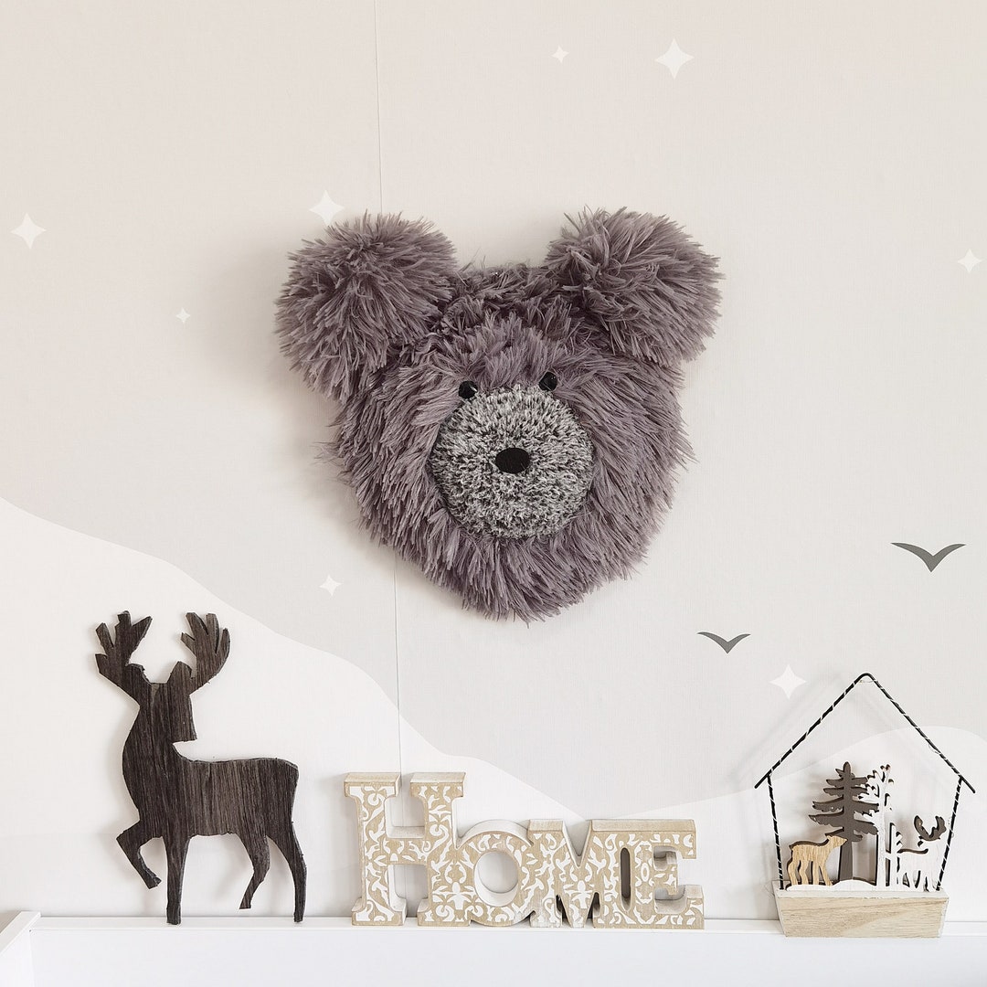 Bear Faux Taxidermy Plush - Wall Mount Nursery Decor - Woodland Theme ...