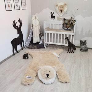 Lion Rug Nursery, Faux Fur Rug, Safari Nursery Decor, Baby Boy Rooms ...