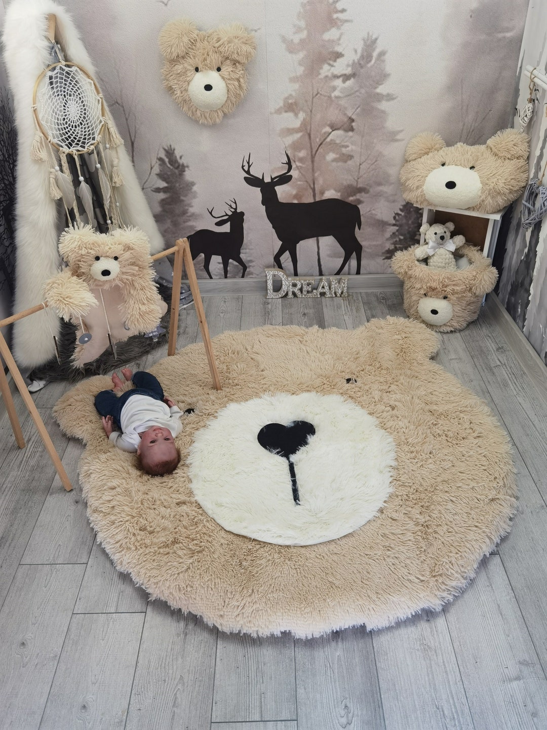 Fluffy Bear Rug for Baby Boy Nursery - Personalized Woodland Adventure ...