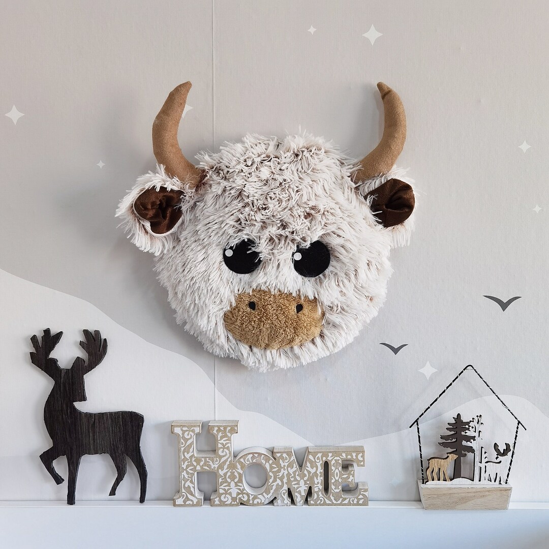 Plush Highland Cow Head Wall Mount: Personalized Nursery Decor - Etsy
