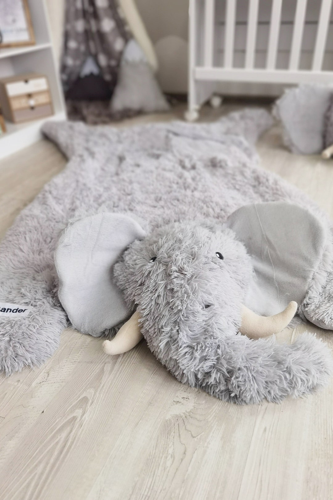 Personalized Elephant Plush Rug: Custom Nursery Playmat - Etsy