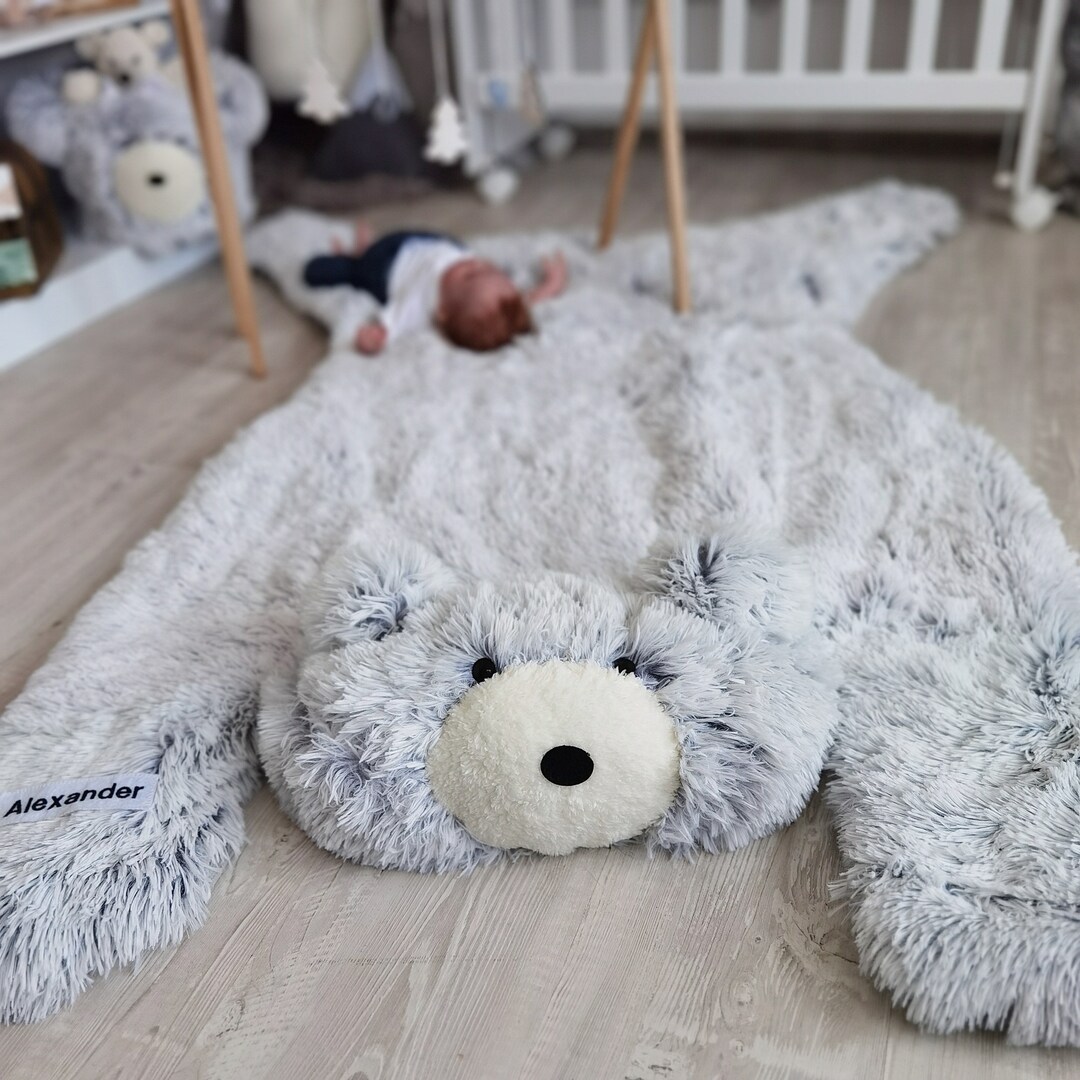 Handmade Adventure Bear Nursery Rug Woodland Decor for Baby Room, Cozy ...