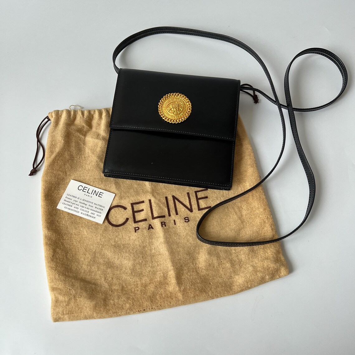 CELINE Authentic Vintage Medallion Coin Logo Leather Mini - Etsy