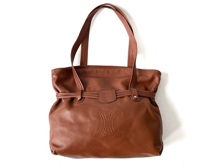 CELINE Authentic Vintage Triomphe Embossed Logo Tote Bag - Etsy