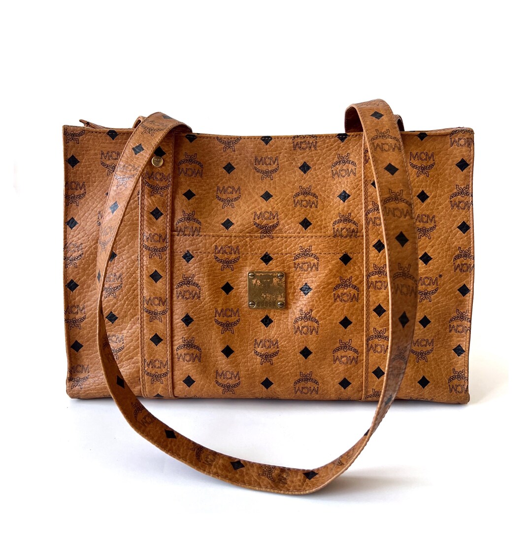 MCM Authentic Vintage Canvas Logo Pattern Tote - Etsy
