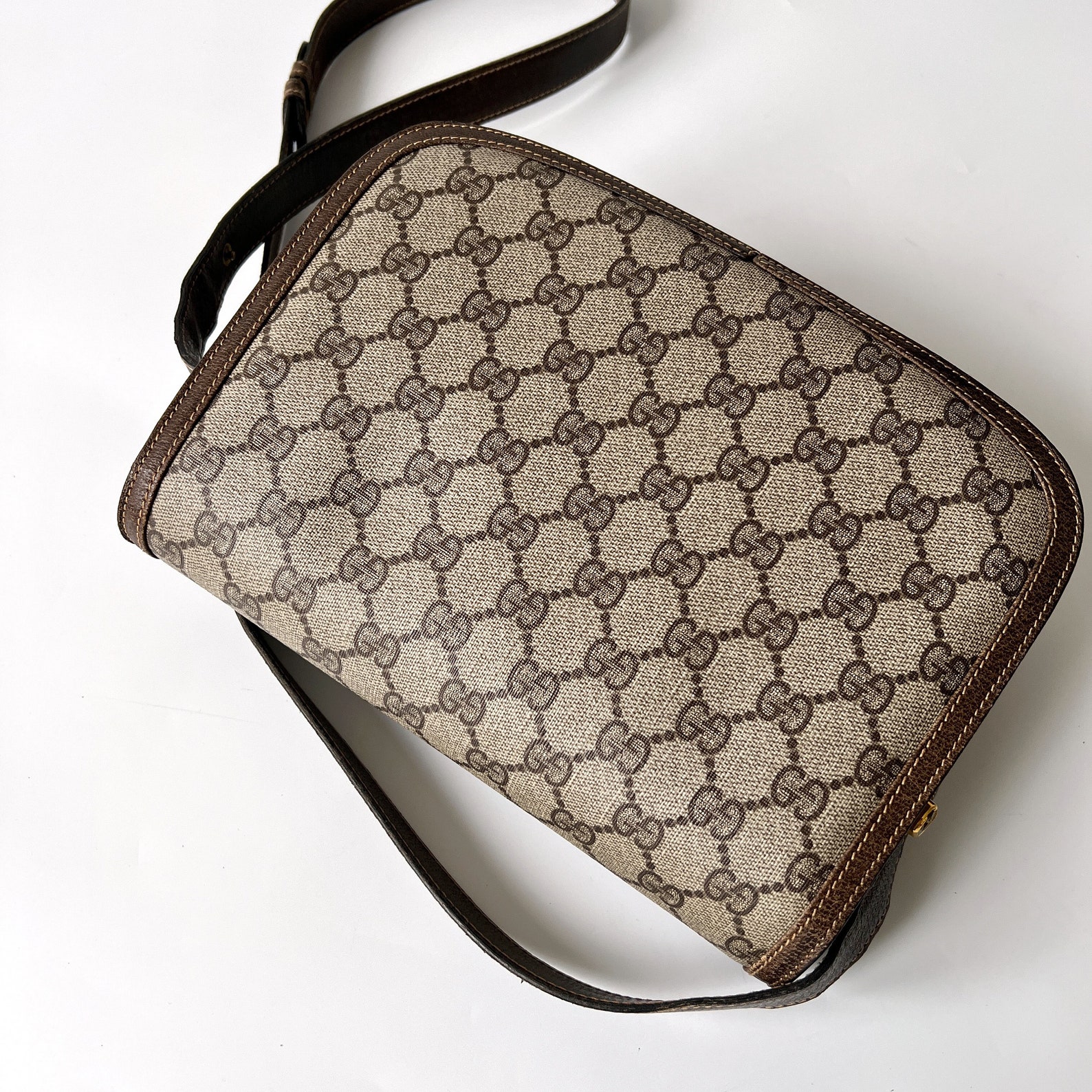 GUCCI Authentic Vintage Monogram PVC Canvas Shoulder Bag - Etsy