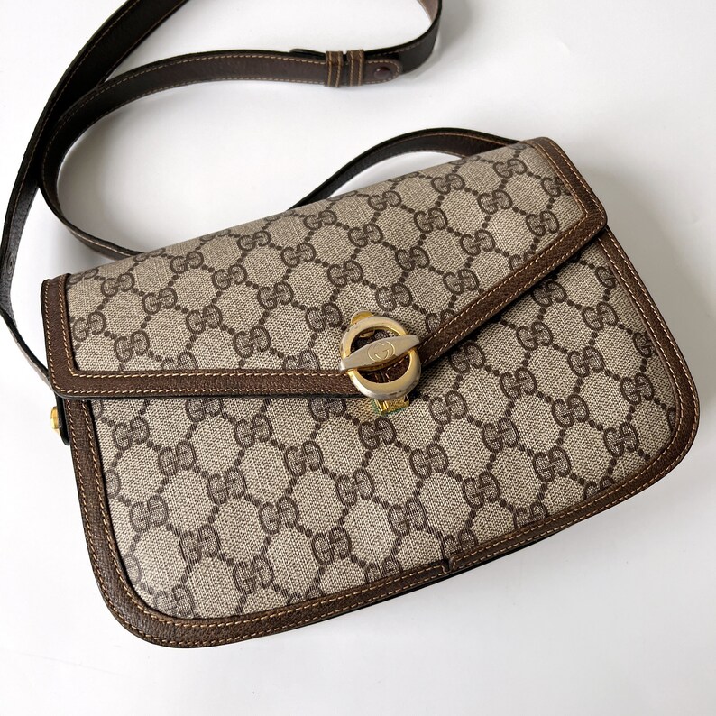 GUCCI Authentic Vintage Monogram PVC Canvas Shoulder Bag - Etsy