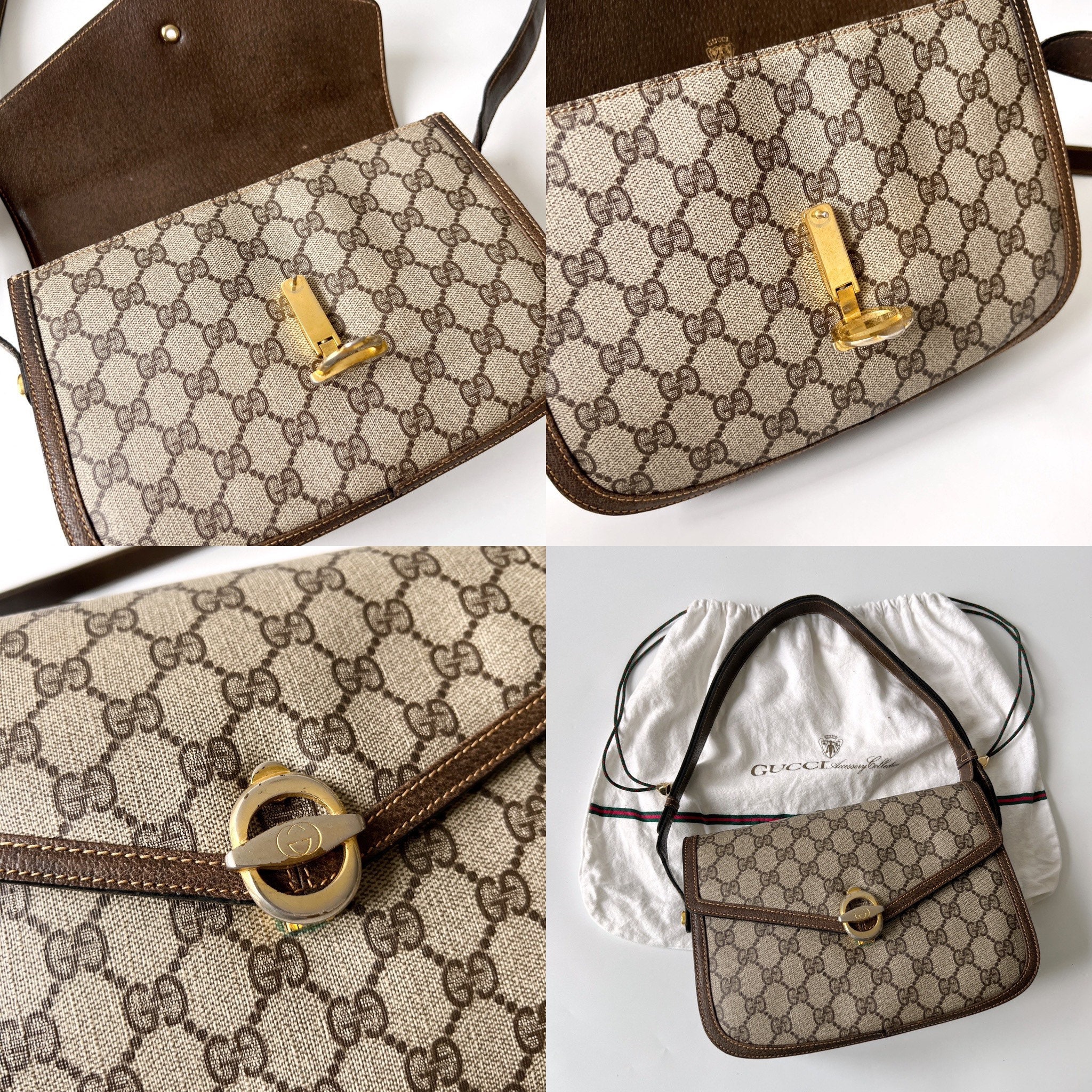 GUCCI Authentic Vintage Monogram PVC Canvas Shoulder Bag | Etsy