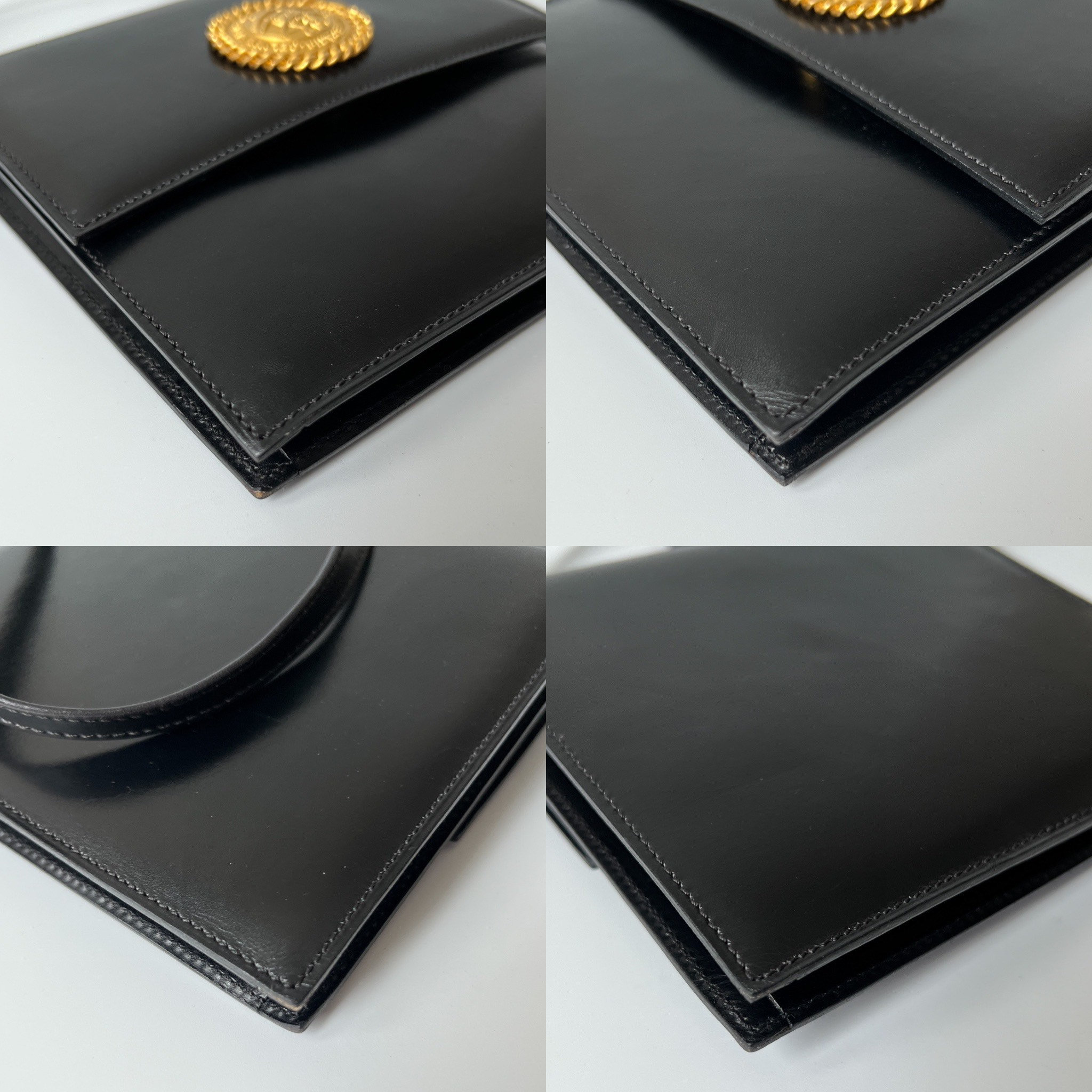 CELINE Authentic Vintage Medallion Coin Logo Leather Mini Crossbody Bag ...