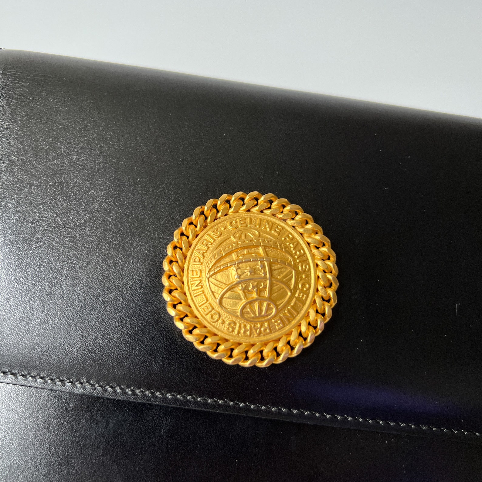 CELINE Authentic Vintage Medallion Coin Logo Leather Mini - Etsy