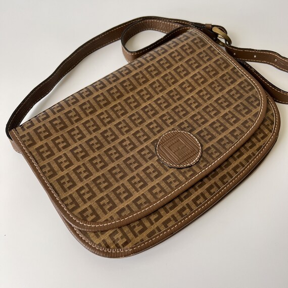 FENDI Authentic Vintage Zucchino Pattern Crossbody Bag - Gem