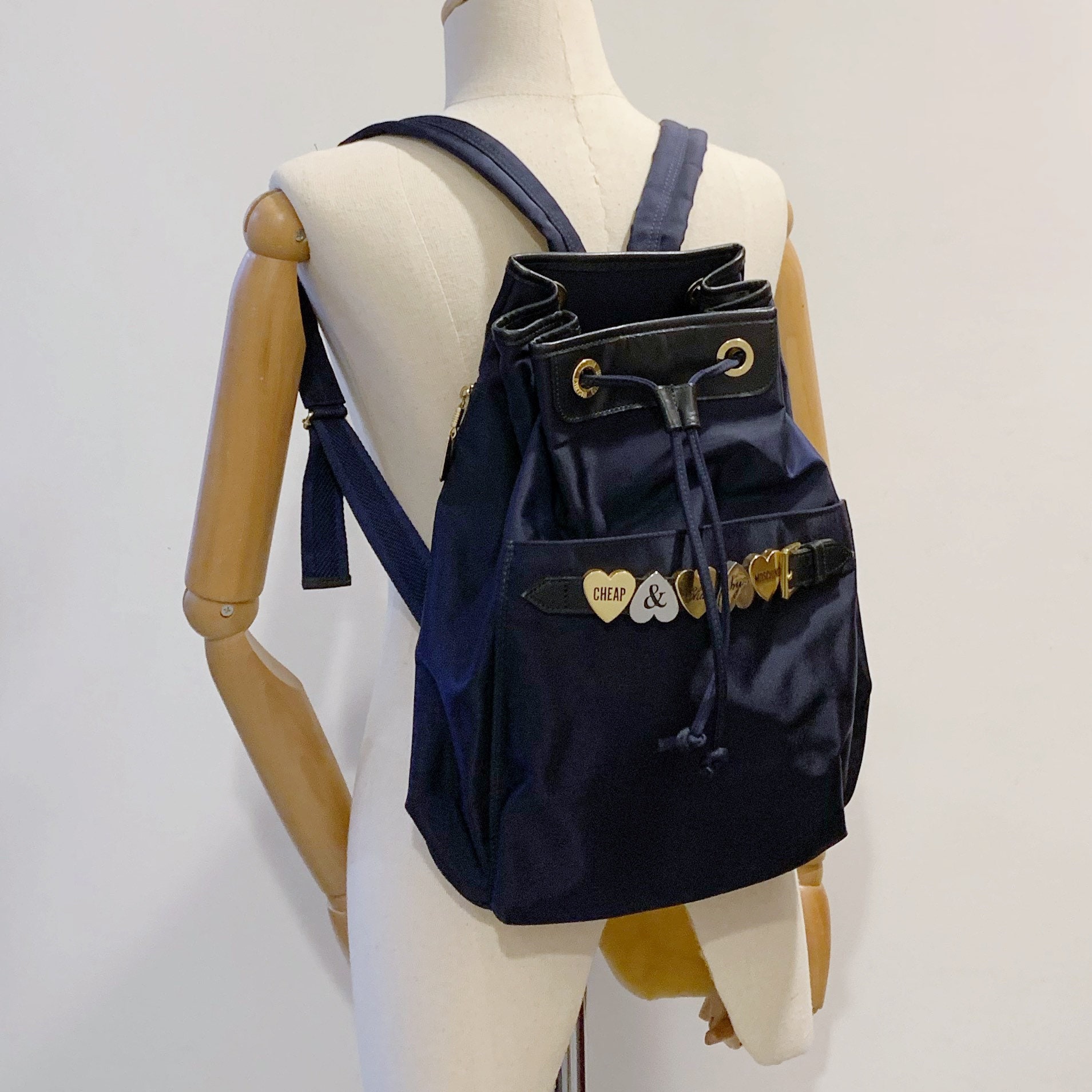 Authentic MOSCHINO Vintage Nylon Drawstring Backpack - Etsy