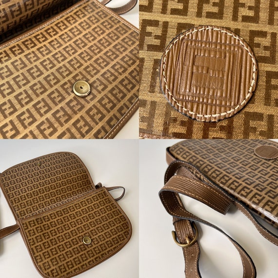 FENDI Authentic Vintage Zucchino Pattern Crossbody Bag - Gem