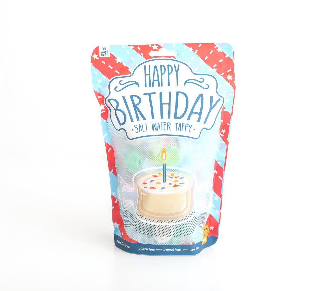 Taffy Shop Happy Birthday Salt Water Taffy 7oz Bag Candy | Etsy