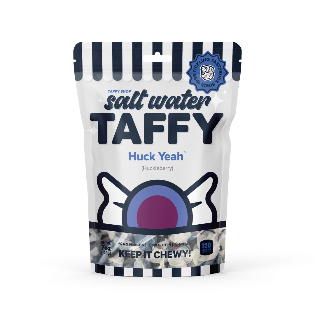 Taffy Shop Huck Yeah™ (huckleberry) Salt Water Taffy Candy - Soft and ...