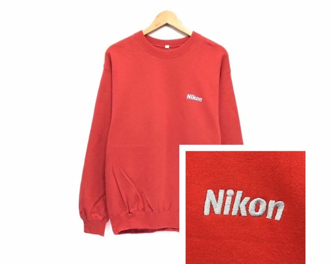 NIKON Crewneck Sweatshirt Embroidery Small Logo Spell Out Pullover ...