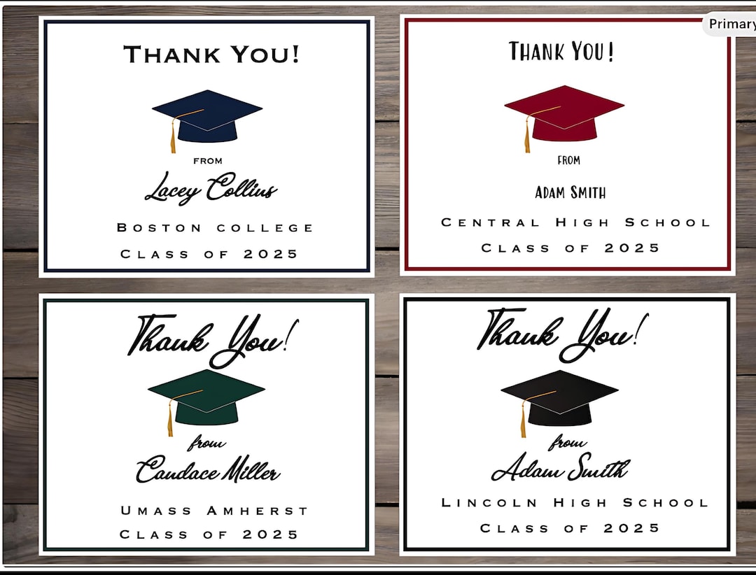 Personalized Graduation Thank You Card: Set of 10 - Etsy