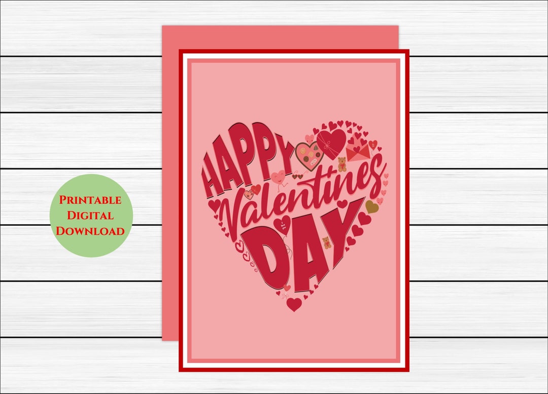 Valentine's Day Printable Card, Printable Valentine's Day Card, Digital ...