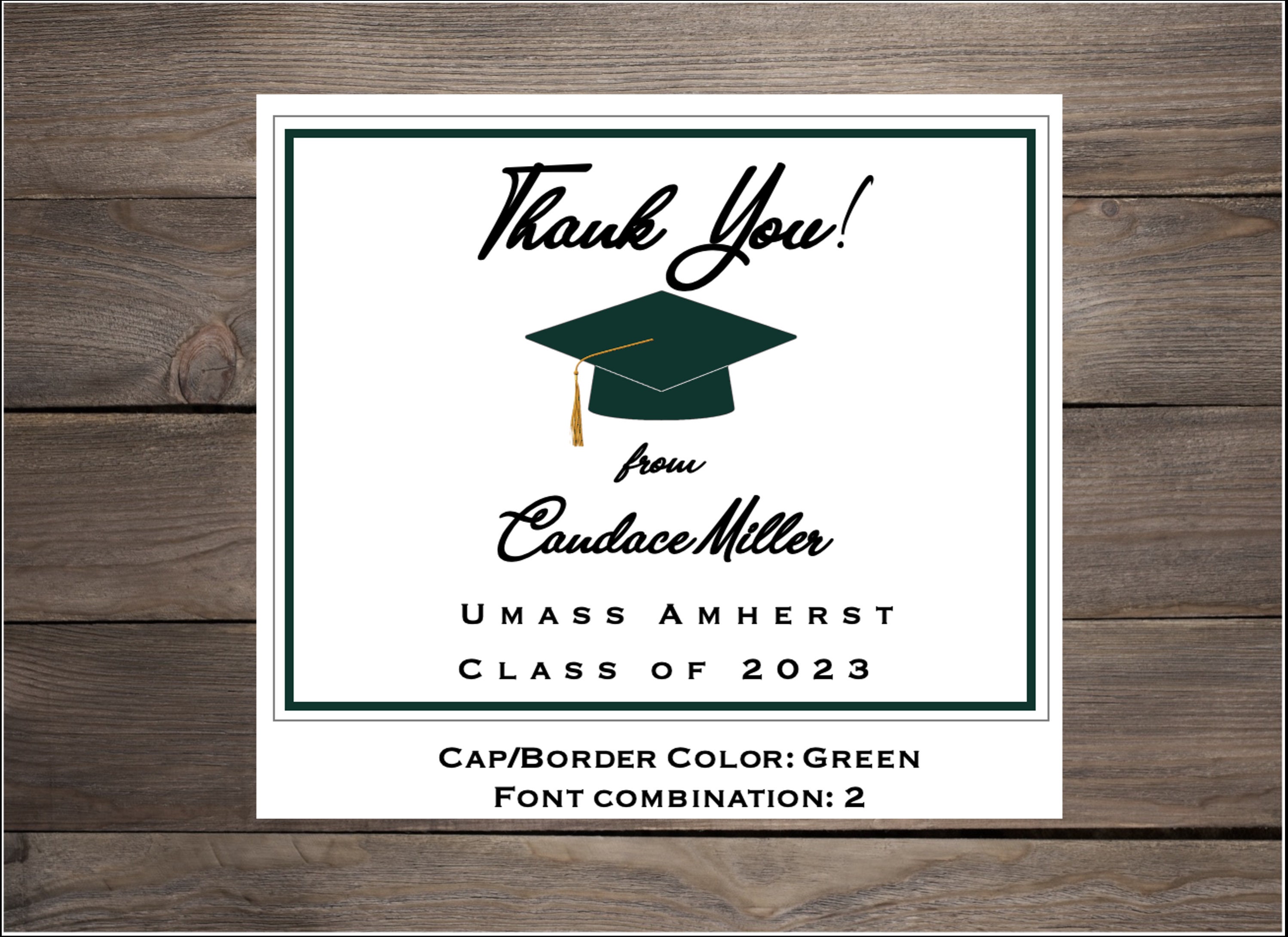 Personalized Graduation Thank You Card: Set of 10 - Etsy