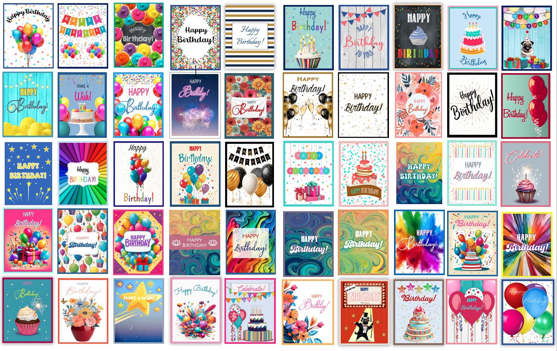 Birthday Card Mega-bundle: Set of 50 or 100, Bulk Birthday Cards ...