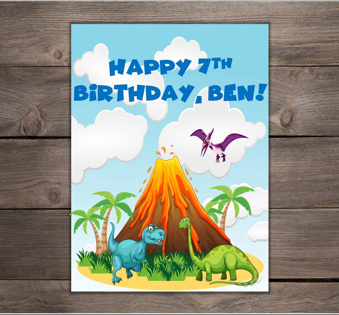 Personalized Kid's Dinosaur Birthday Card - Etsy