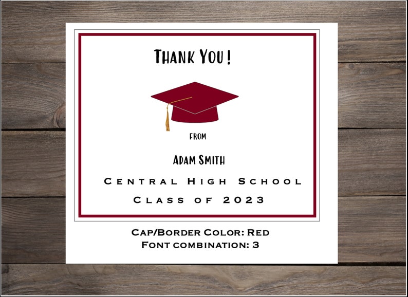 Personalized Graduation Thank You Card: Set of 10 - Etsy