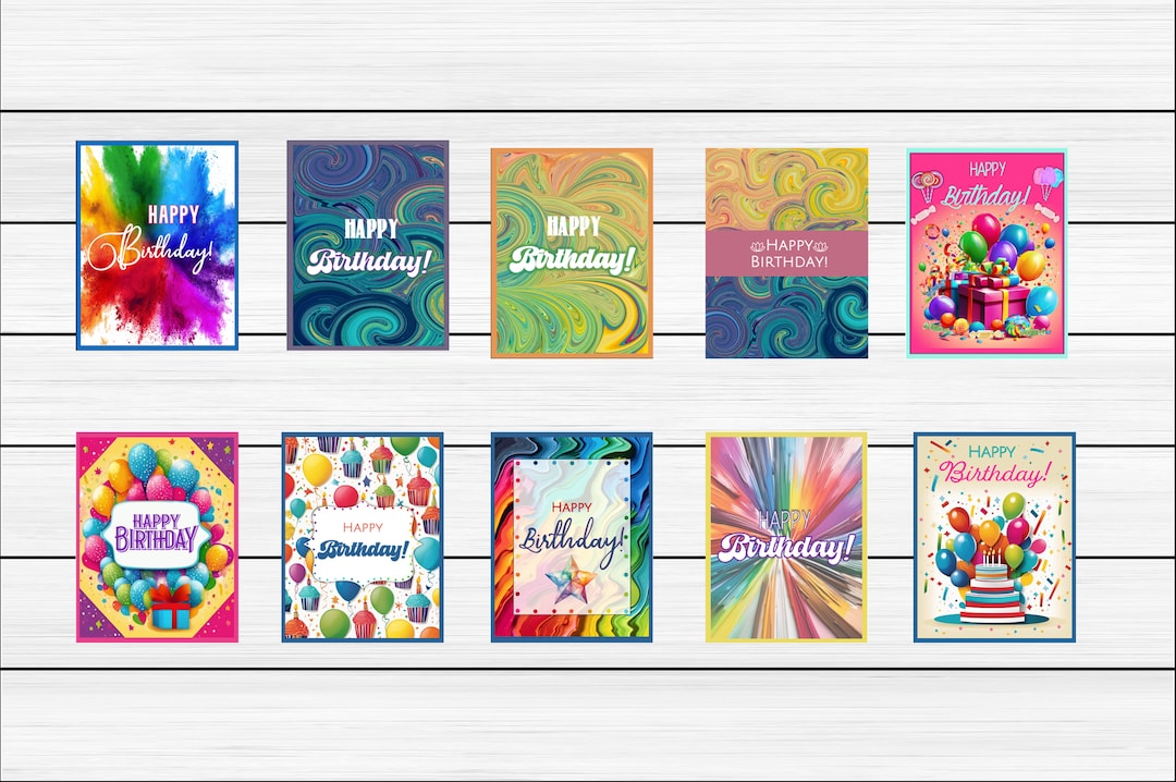 Birthday Card Assortment #4 - Set of 10 or 20, Bulk Birthday Cards ...