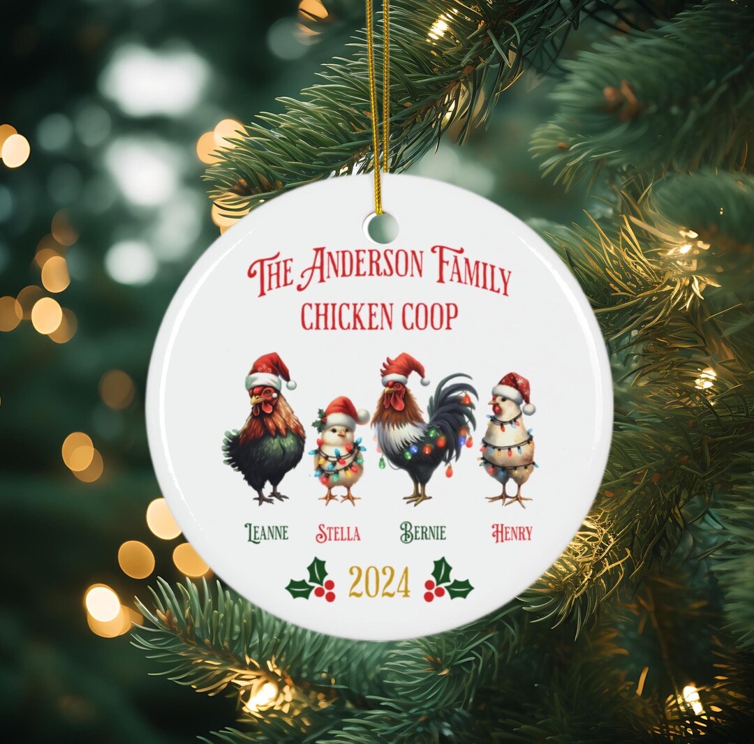 Personalized Ceramic Chicken-themed Christmas Ornament - Etsy