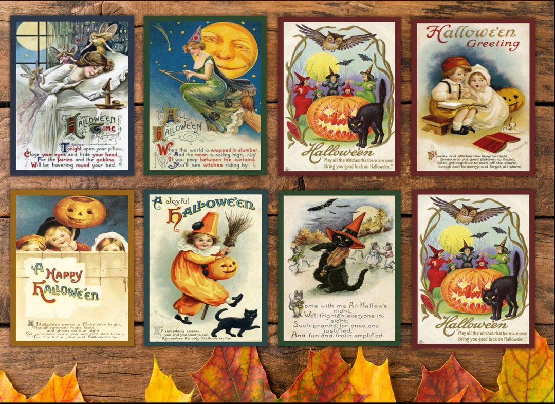 Vintage Halloween Cards: Set of 8 - Etsy