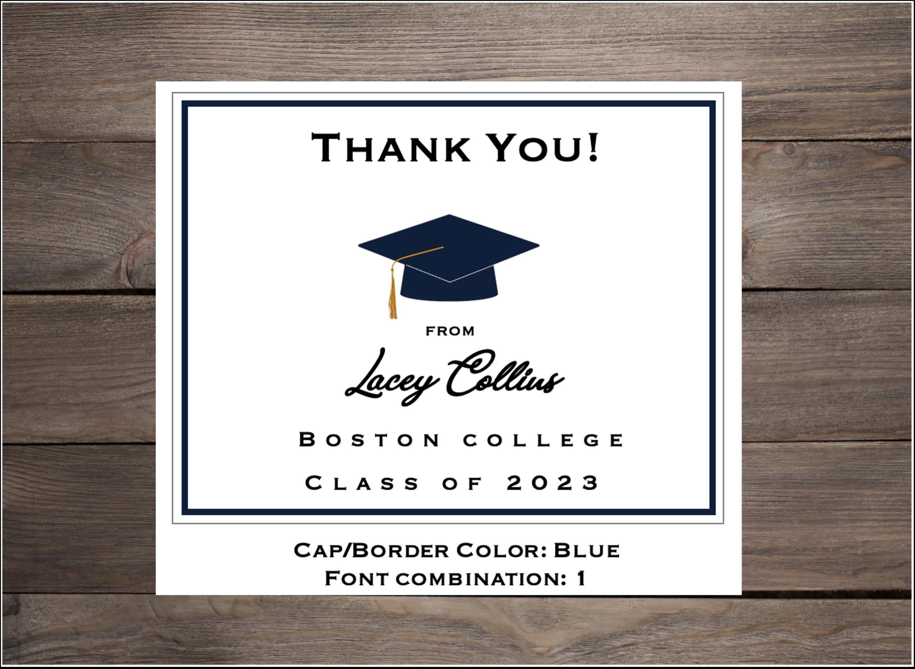 Personalized Graduation Thank You Card: Set of 10 - Etsy