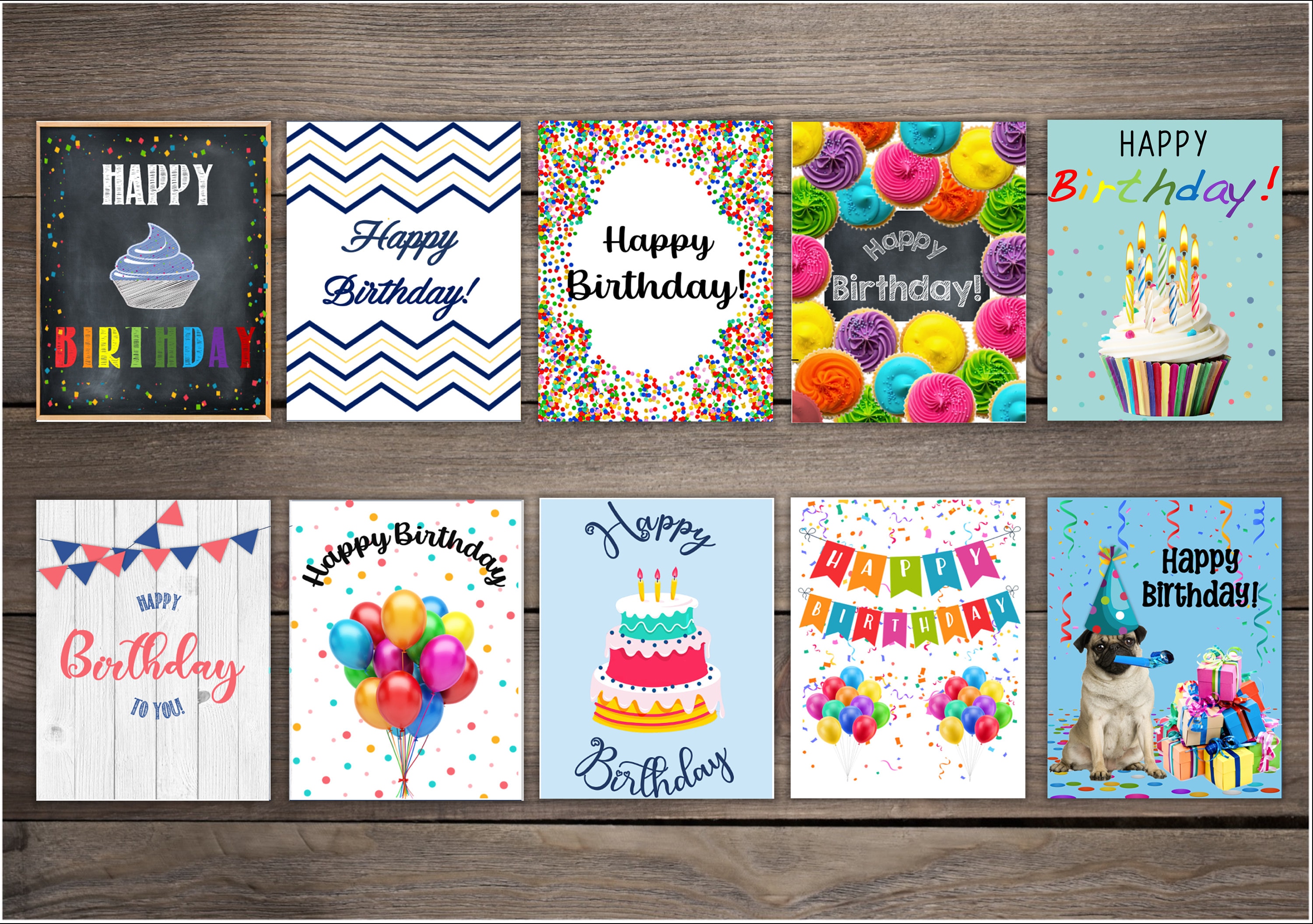 Birthday Card Assortment 1 Set of 10 or 20 - Etsy