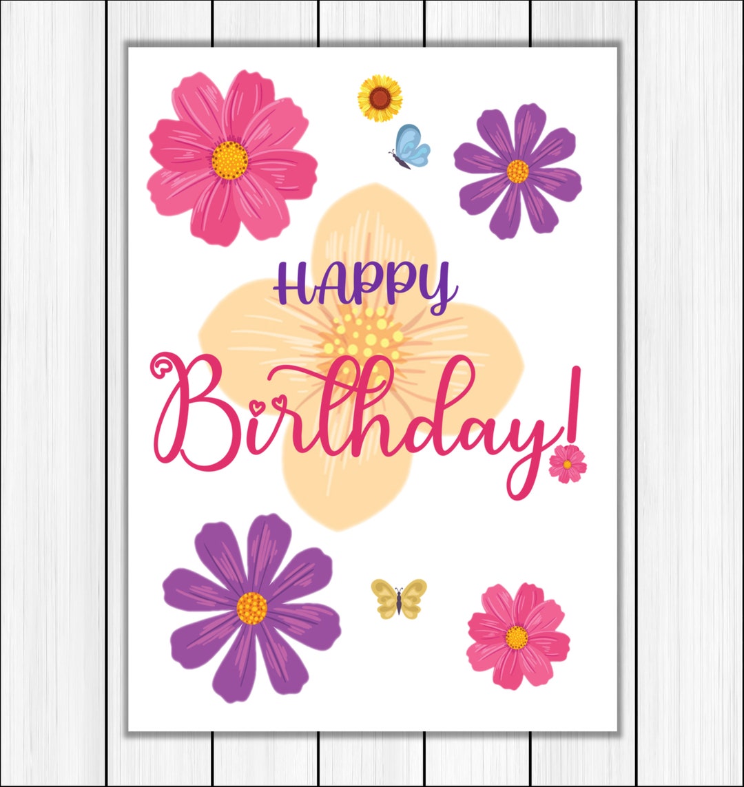 Printable Birthday Card - Flowers - Etsy