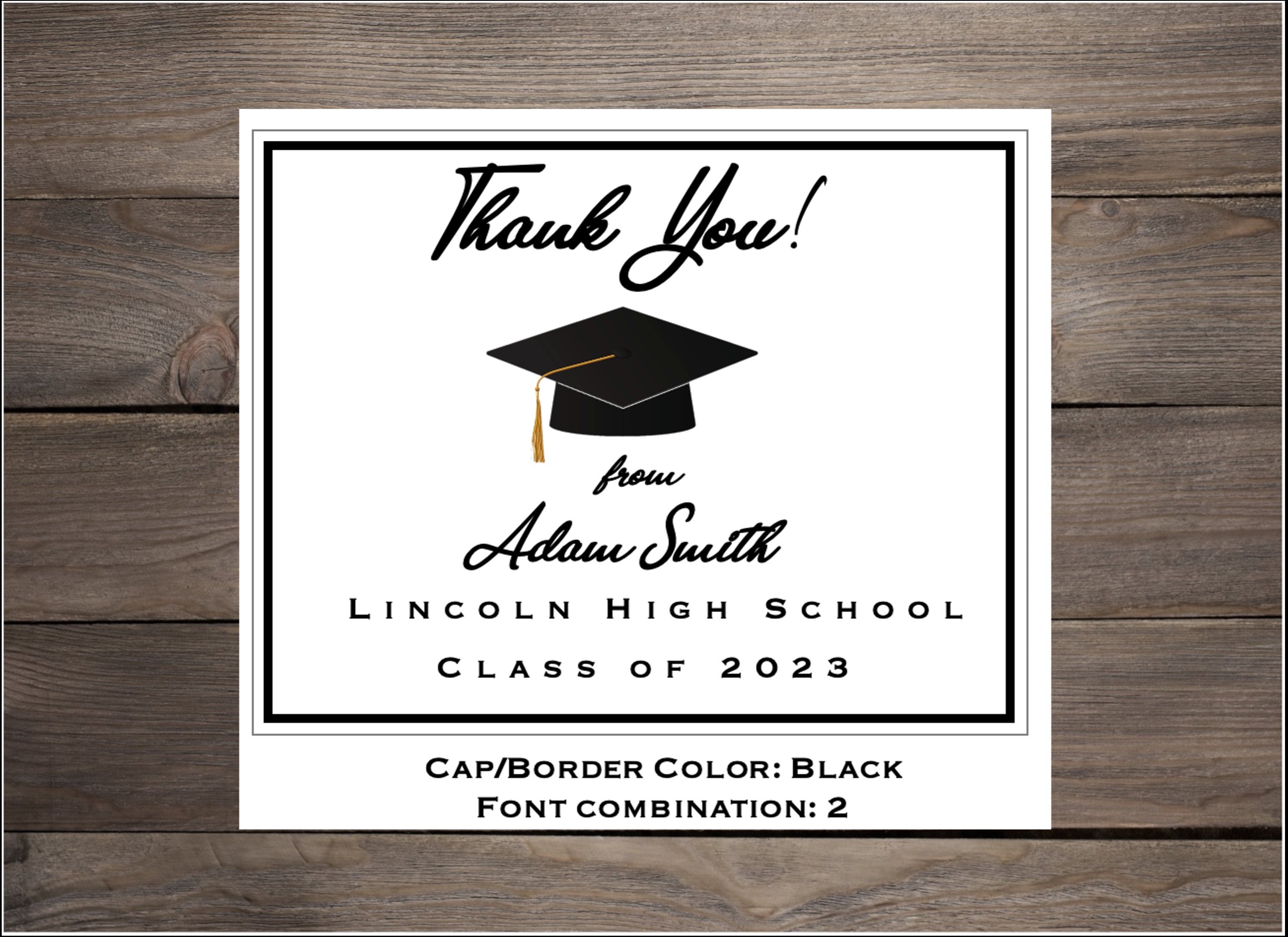 Personalized Graduation Thank You Card: Set of 10 - Etsy