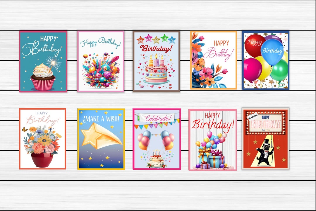 Birthday Card Assortment #5 - Set of 10 or 20, Bulk Birthday Cards ...
