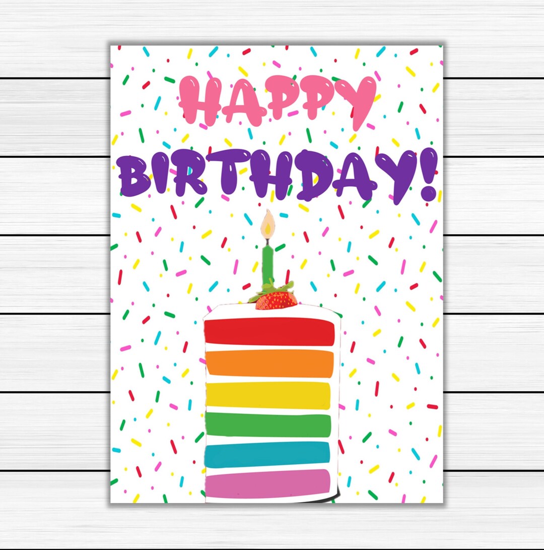 Printable Birthday Card - Birthday Cake - Etsy