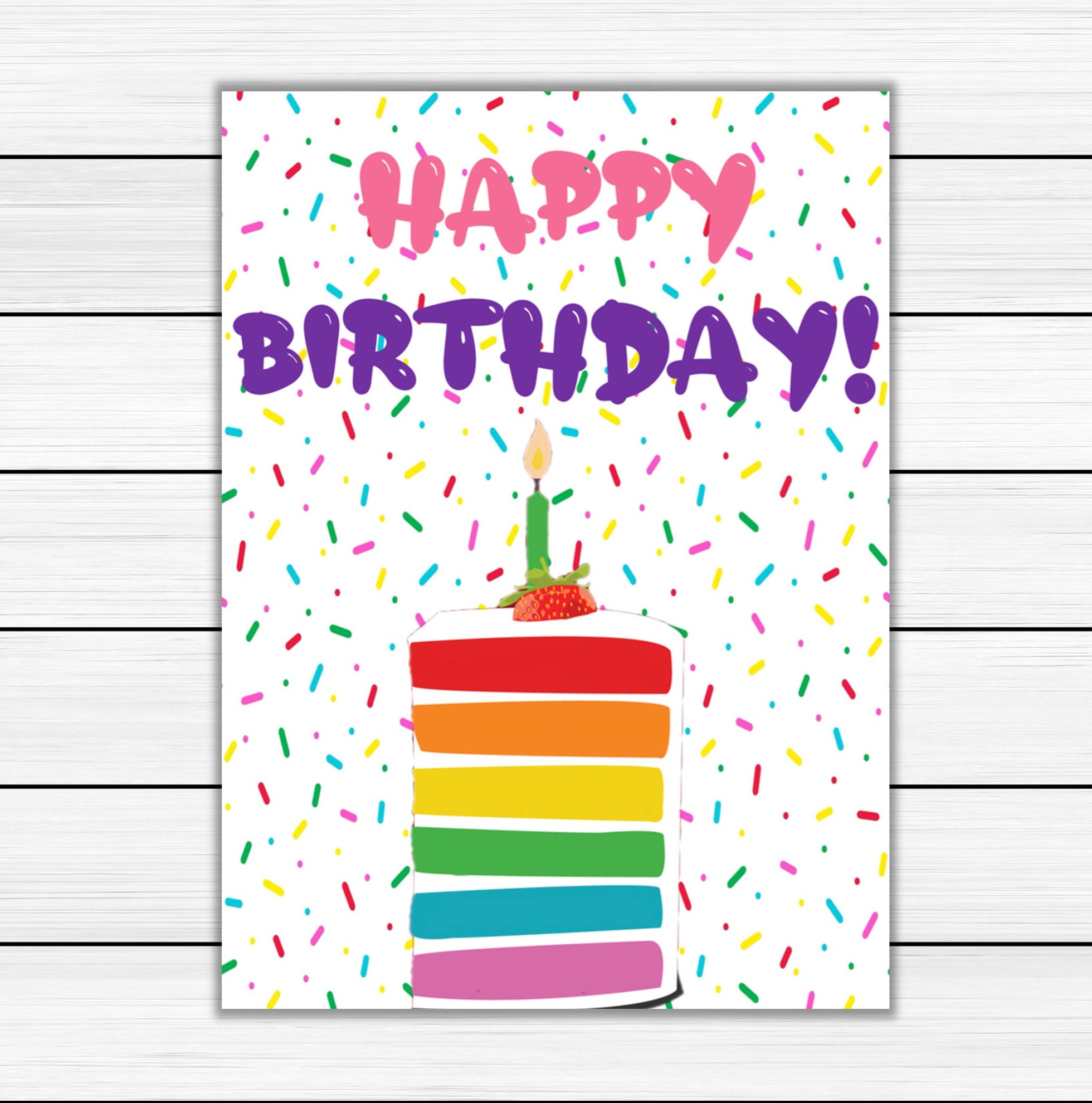 Printable Birthday Card - Birthday Cake - Etsy
