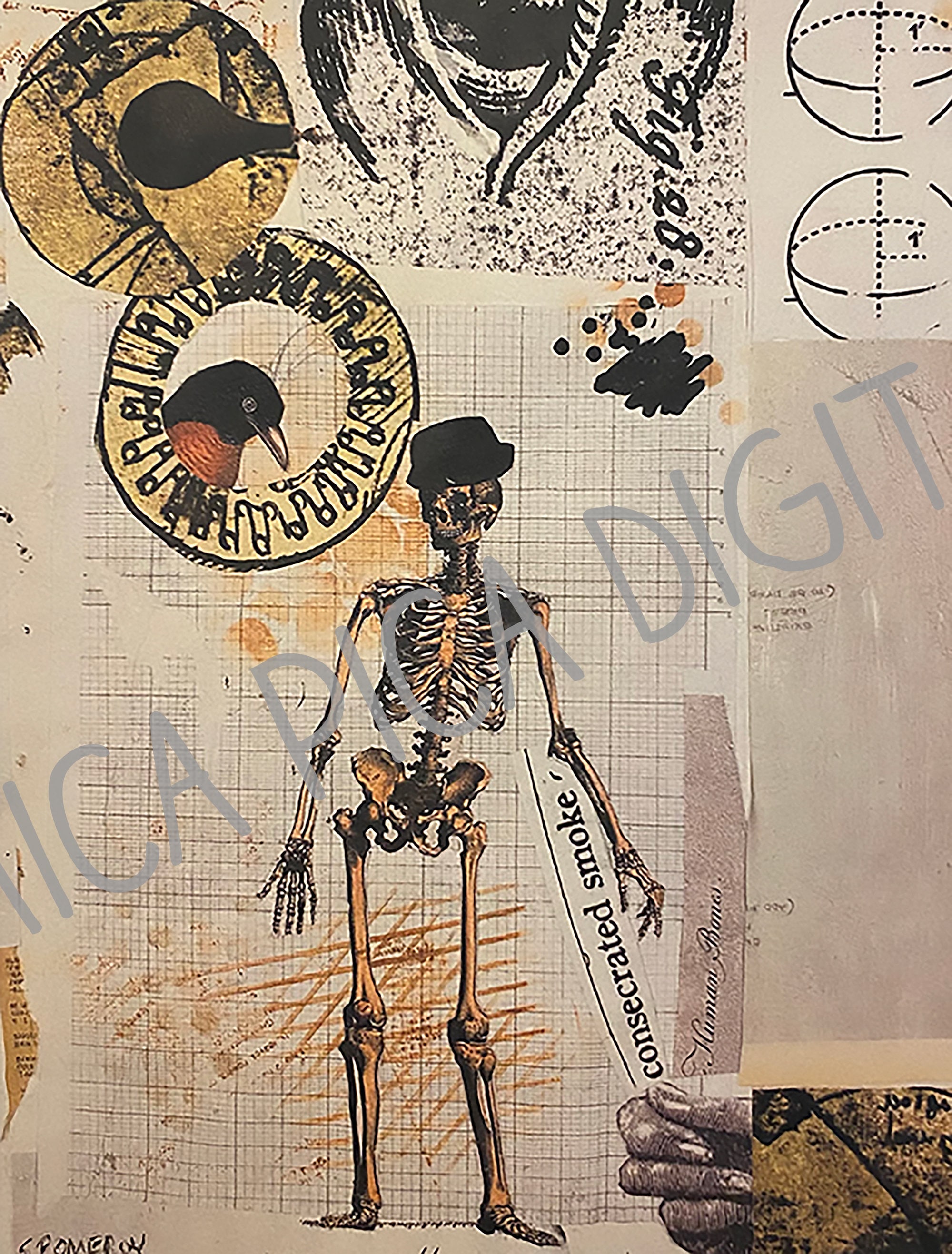 Surrealist Collage Art - Skeleton - Digital Download Handmade Collage ...