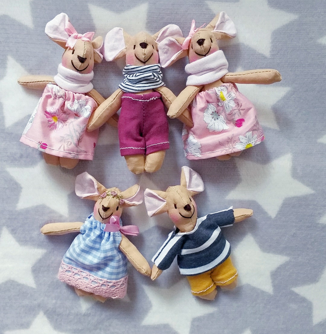 Liloudesign Handmade Cute 5-piece Stuffed Toy Mini Mouse Family Gift ...