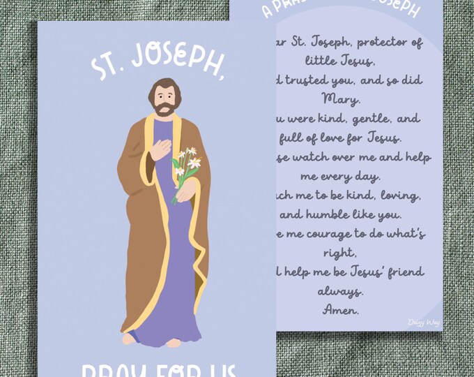 St. Joseph Prayer Card for Children: Catholic Art Printable (digital ...
