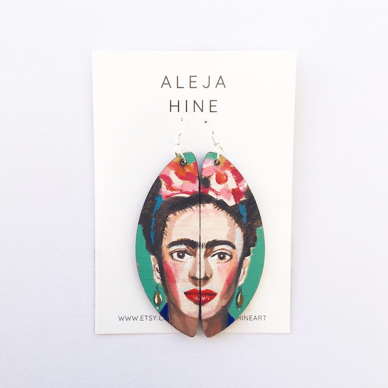 Frida Earrings, Half Face Earrings, Painted Earrings, Handpainted With ...